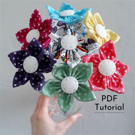 Fabric Flower Tutorial PDF Instructions For A DIY Fabric Stemmed Daisy Flower Instant Download