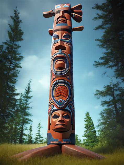 Download Generated Totem Carved Mast Royalty Free Stock Illustration