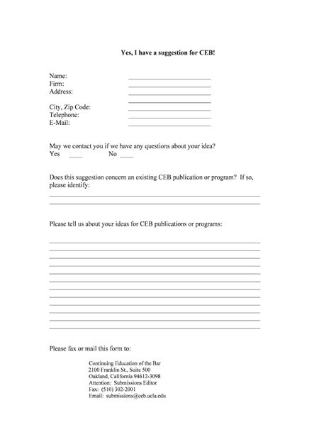 Fillable Online Ceb Suggestion Form Fax Email Print Pdffiller