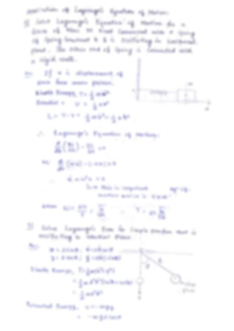 SOLUTION Application Of Lagranges Equation Of Motion Handwritten Notes Studypool