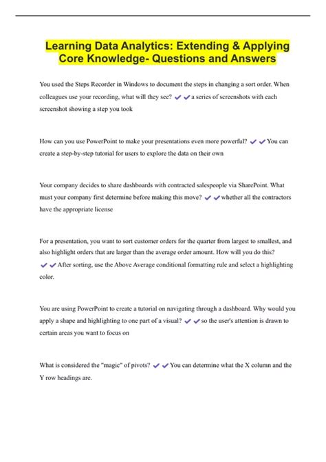 Learning Data Analytics Extending And Applying Core Knowledge Questions