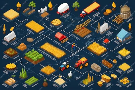 Premium Photo Commodity Trading Isometric Flowchart With Farming And Raw Materials Symbols