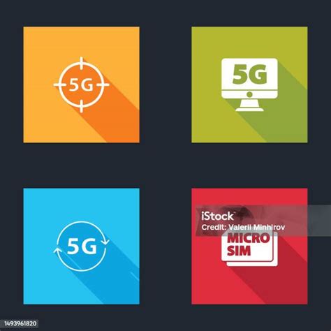5g 네트워크 모니터 및 Micro Sim 카드 아이콘을 설정합니다 벡터 5g에 대한 스톡 벡터 아트 및 기타 이미지 5g