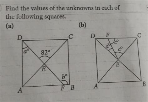 Find The Values Of The Unknowns In Each Of The Following Squares A B