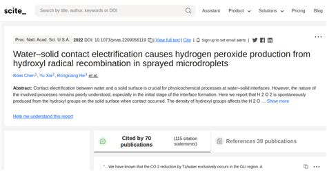 Water Solid Contact Electrification Causes Hydrogen Peroxide Production From Hydroxyl Radical