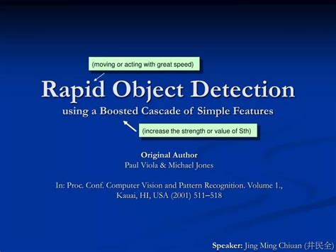 Ppt Rapid Object Detection Using A Boosted Cascade Of Simple Features Powerpoint Presentation