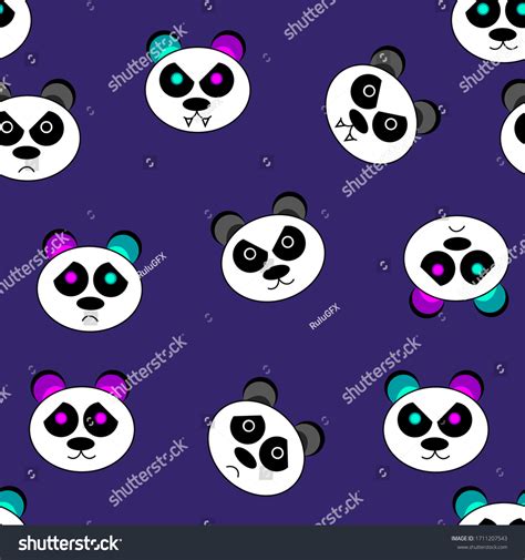 Pandas Different Colors Angry Scared Bad Stock Vector Royalty Free