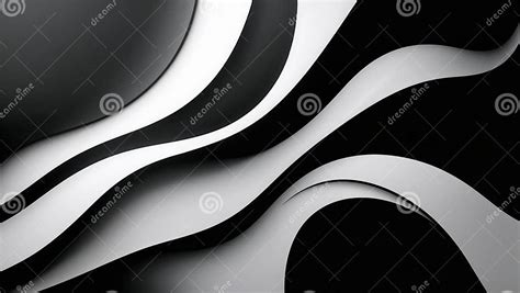 Abstract Black And White Waves Create A Dynamic Visual Effect With Smooth Curves And Flowing