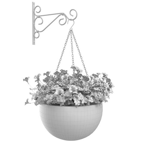 Hanging Basket Flowerpot Rattan Pot With Flowers 3d Model For Vray