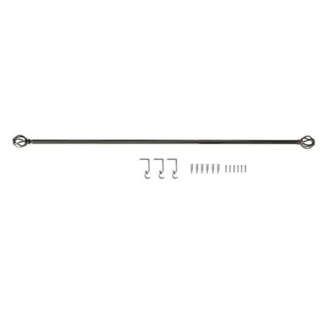 48 In 84 In Single Curtain Rod Kit In Brushed Nickel With Cage Finial