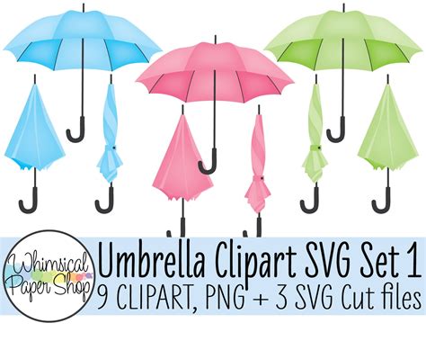 Cute Umbrella Clipart Svg Files For Cricut Rainy Day Clipart Etsy