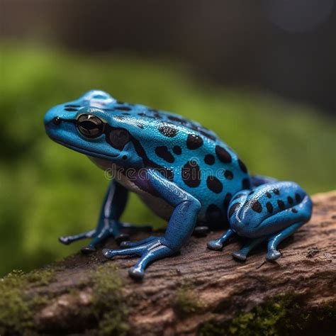 Blue Dart Frog Dendrobates Poisonous Frog On A Branch Bright