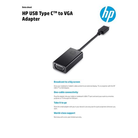 Hp Usb C To Vga Adapter N9k76aa Shopee Malaysia