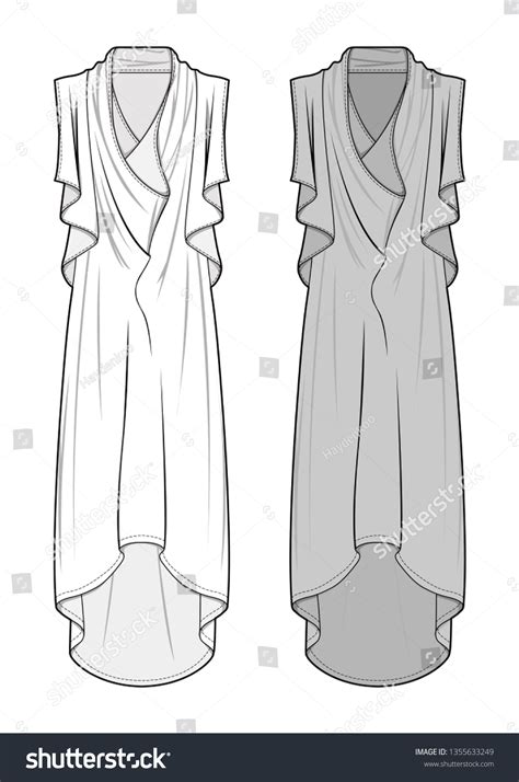 Dress 패션 플랫 스케치 템플릿 스톡 벡터로열티 프리 1355633249 Shutterstock
