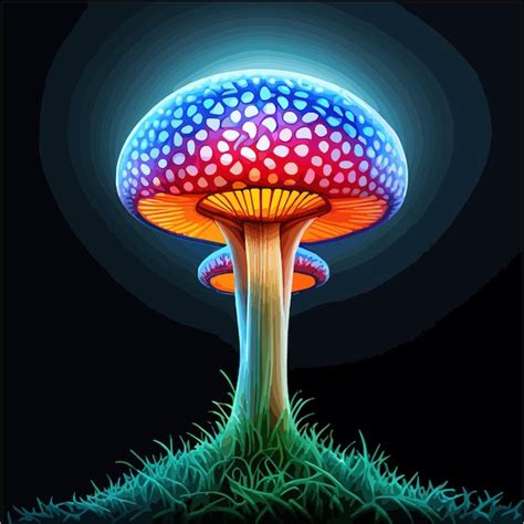 Premium Vector Fantasy Magic Mushroom With Growths Vector Cartoon