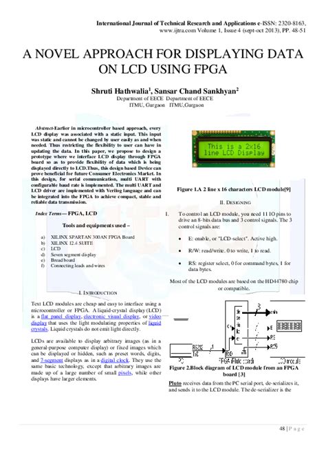 Pdf A Novel Approach For Displaying Data On Lcd Using Fpga