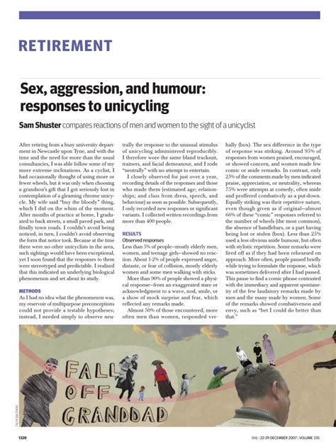 Pdf Sex Aggression And Humour Responses To Unicycling