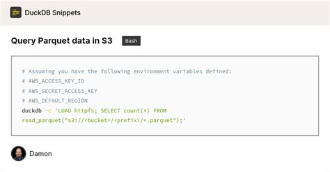 Query Parquet Data In S Duckdb Snippets