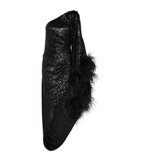 Nervi Nervi Feather Trim One Shoulder Gown Editorialist