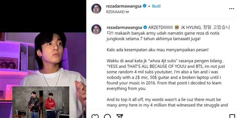 Video Cover Lagu Seven Reza Darmawangsa Berhasil Dinotice Jungkook Bts