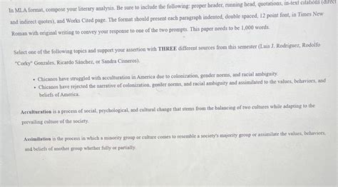 In MLA Format Compose Your Literary Analysis Be Chegg Com