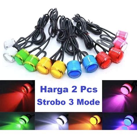 Jual Lampu Led Eagle Eyes Mata Elang Strobo Flash Panoramic Motor Mobil 3 Mode Bracket Spion