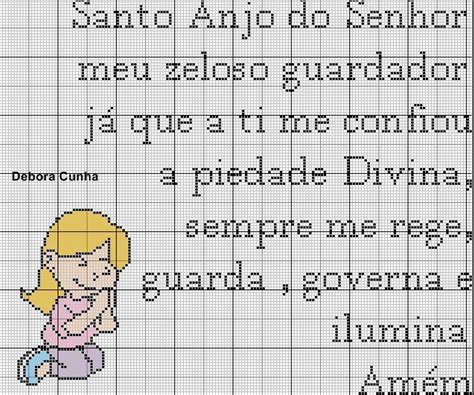 Gráficos Ponto Cruz E Artesanato Oração Santo Anjo Menino E Menina