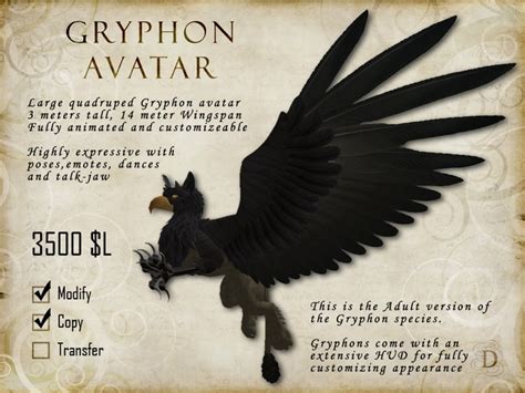 Second Life Marketplace Gryphon Avatar