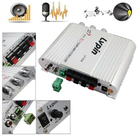 LVPIN lp-838 เครื่องเสียงติดรถยนต์ 12V สเตอริโอเพาเวอร์ เครื่องขยาย ...