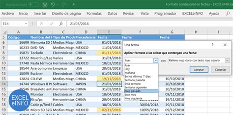 Formato condicional sobre fechas en Excel 6 ejemplos usando fórmulas