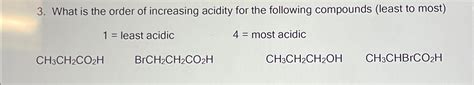 Solved What Is The Order Of Increasing Acidity For The
