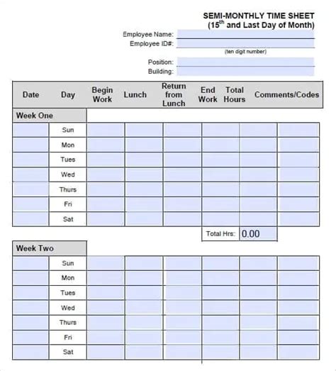 Excel Monthly Timesheet Template