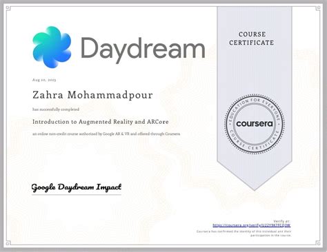 Zahra Mohamadpour On Linkedin Augmentedreality Coursera Certificate