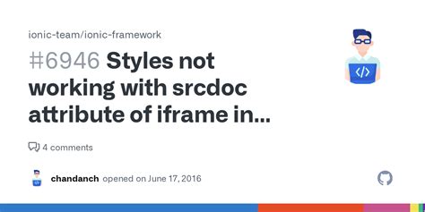 Styles Not Working With Srcdoc Attribute Of Iframe In Ionic Angular200beta9 · Issue 6946