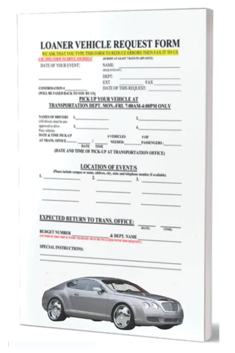 Loaner Vehicle Request Form Loaner Vehicle Agreement Abida Hassane