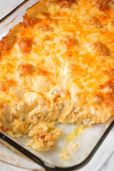 Cheesy Garlic Tater Tot Casserole Is An Easy Potato Side Dish Recipe