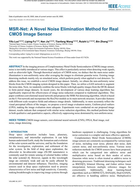 Pdf Msr Net A Novel Noise Elimination Method For Real Cmos Image Sensor