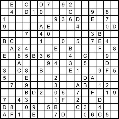 Hexadoku Sudoku 16x16 16x16 Sudoku Sudoku Print Mega Sudoku
