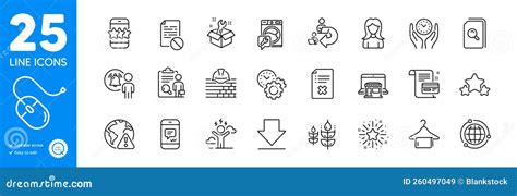 Outline Icons Set Inspect Message And Payment Card Icons For Website App Vector Stock