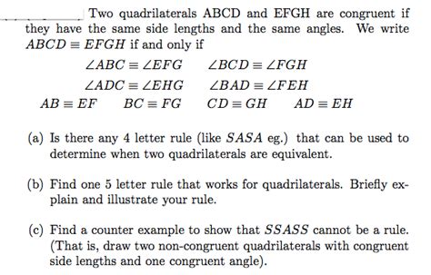 Solved Two Quadrilaterals ABCD And EFGH Are Congruent If Chegg