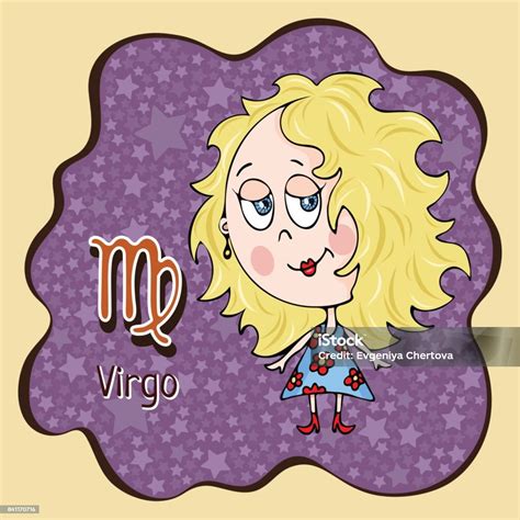 Sternzeichen Cartoon Jungfrau Astrologischen Zeichen Handzeichnung