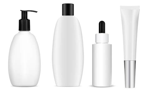 Conjunto de frascos de produtos cosméticos design de modelo vetorial