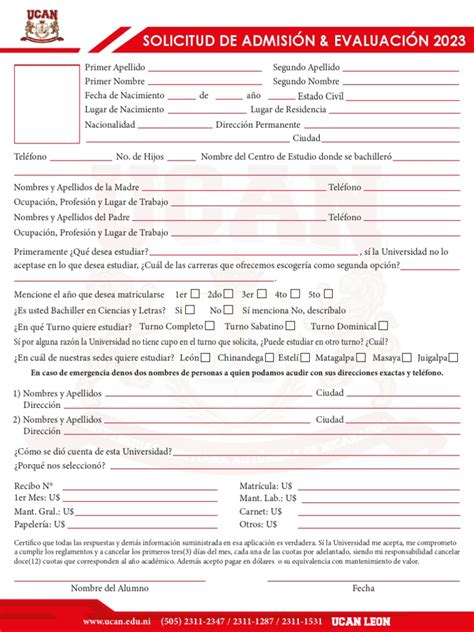 Formulario Solicitud De Admision 2023 Compressed Pdf