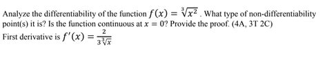 solved analyze the differentiability of the function f x