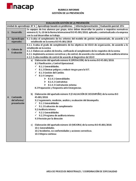 Rubrica Iso 45 001 Pdf Evaluación Auditoría