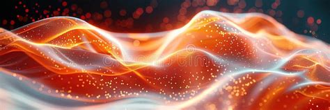 Abstract Orange And White Light Waves With Bokeh Background Stock Image
