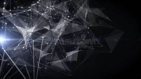 Abstract Digital Low Poly Connection Dynamic Flowing Dots And Lines Data Network Connection
