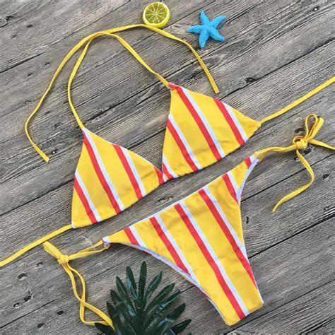 Womail Women 2 Piece Striped Printed Swimsuit Separate Tops Bottoms