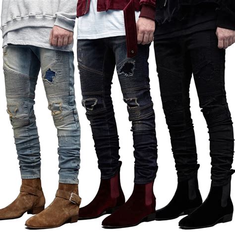 2018 Men Jeans Fashion Stretch Hip Hop Skinny Biker Jeans For Men Y8022