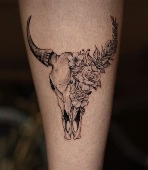 Cow Skull With Flowers And Arrow Tattoo Cow Skull Tattoos For Women